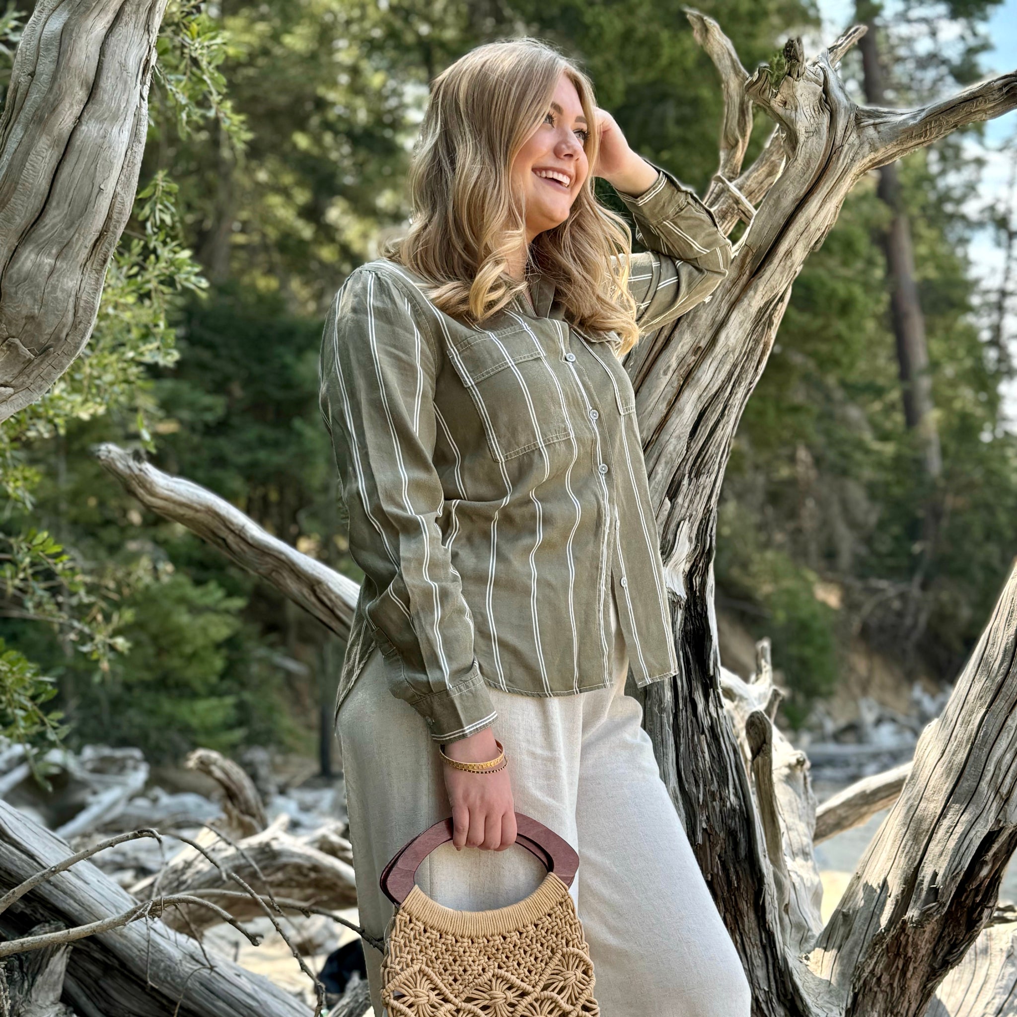 Talma Pesto Stripe Button Up Shirt