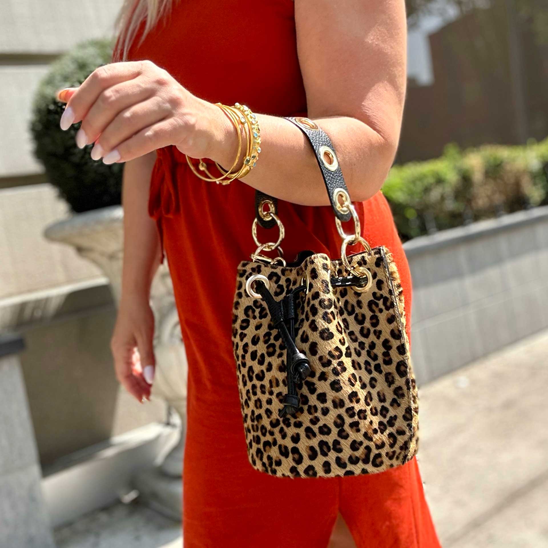 Harlow Mini Bucket Bag (Leopard)