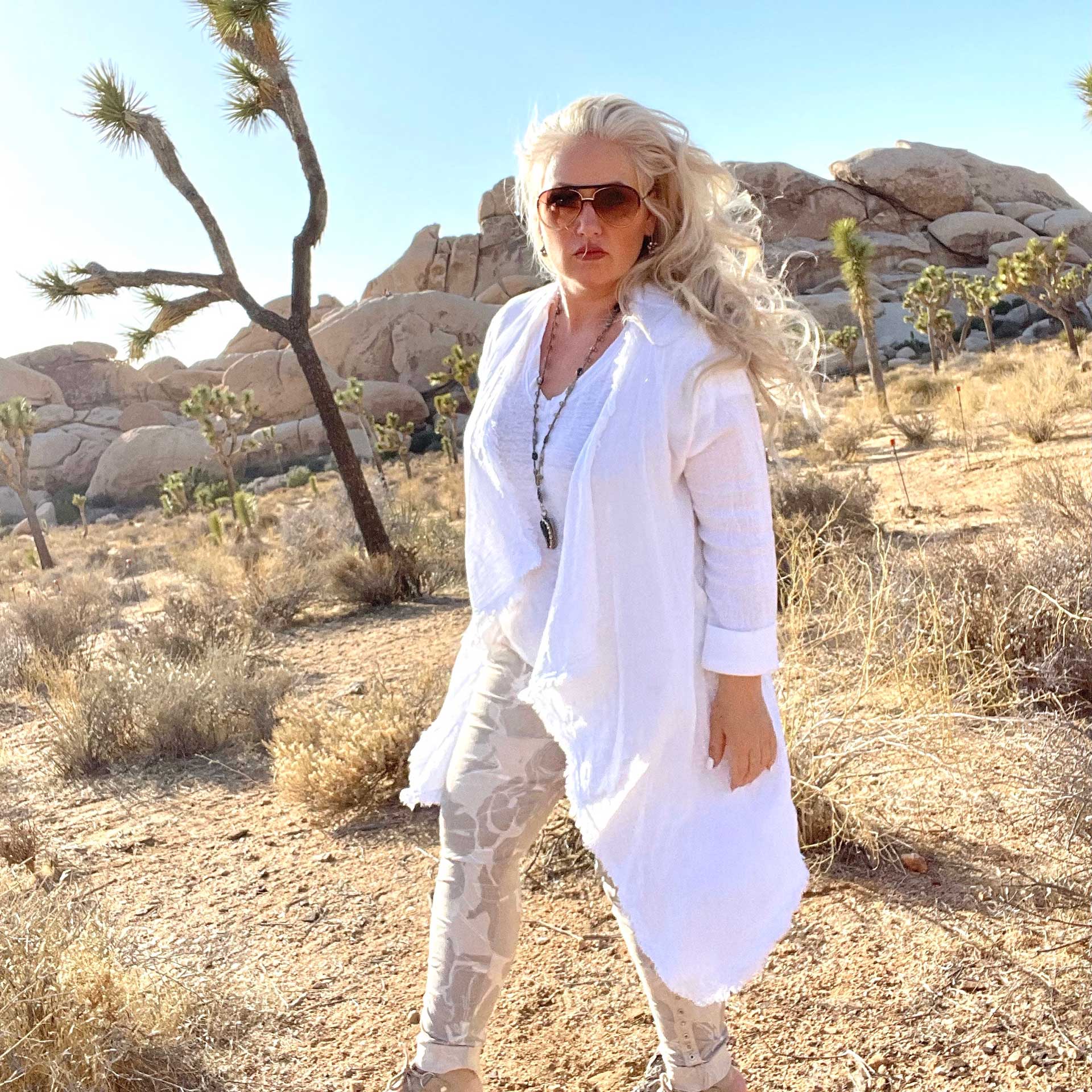 Nightingale Waterfall Linen Cardigan (White)