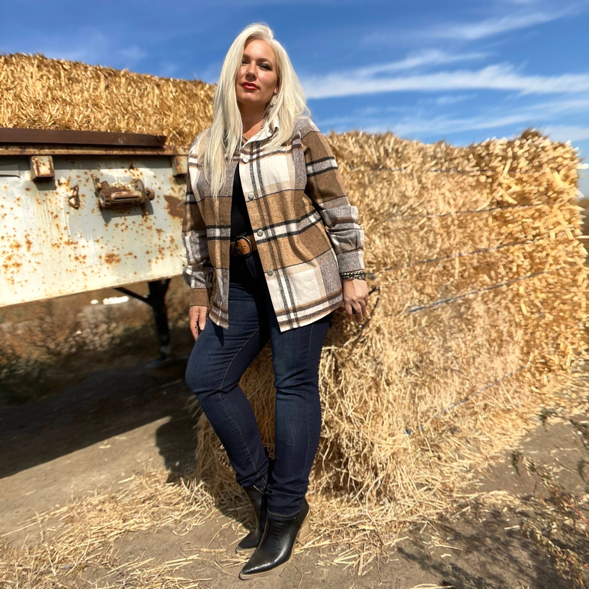 Stella Plaid Shacket (Tan)